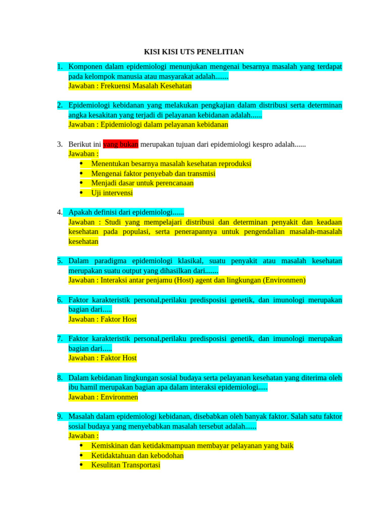 Kisi Kisi Uts Penelitian | PDF