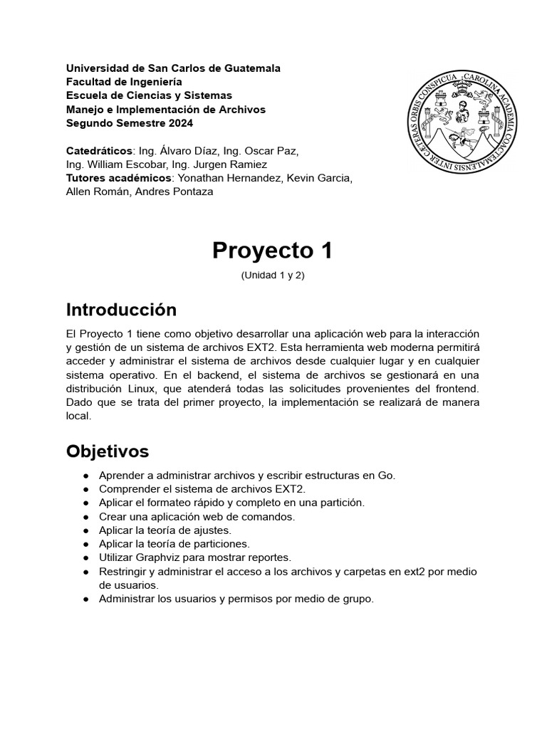 (MIA) Enunciado Proyecto1 2S2024 | PDF