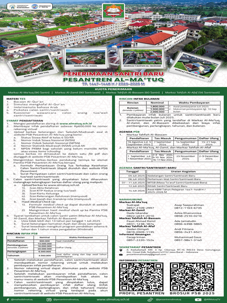 Brosur PSB Pesantren Al Matuq 2025 2026 | PDF