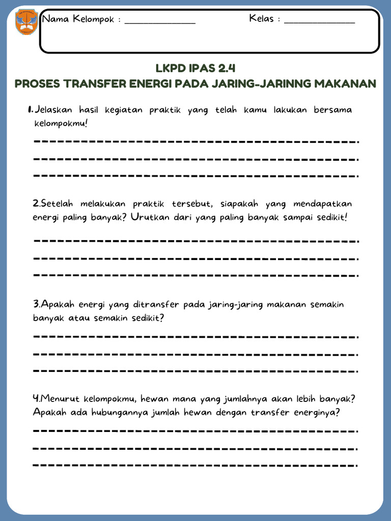LKPD-IPAS 2.4 Proses Transfer Energi Jaring Makanan | PDF