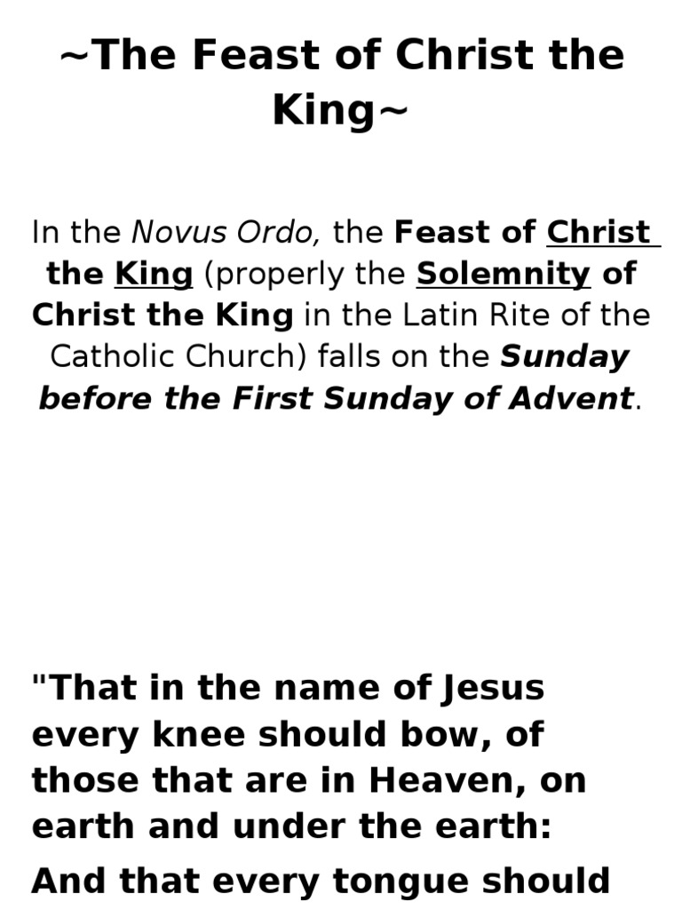 The Feast of Christ The King | PDF | Religious Belief And Doctrine ...