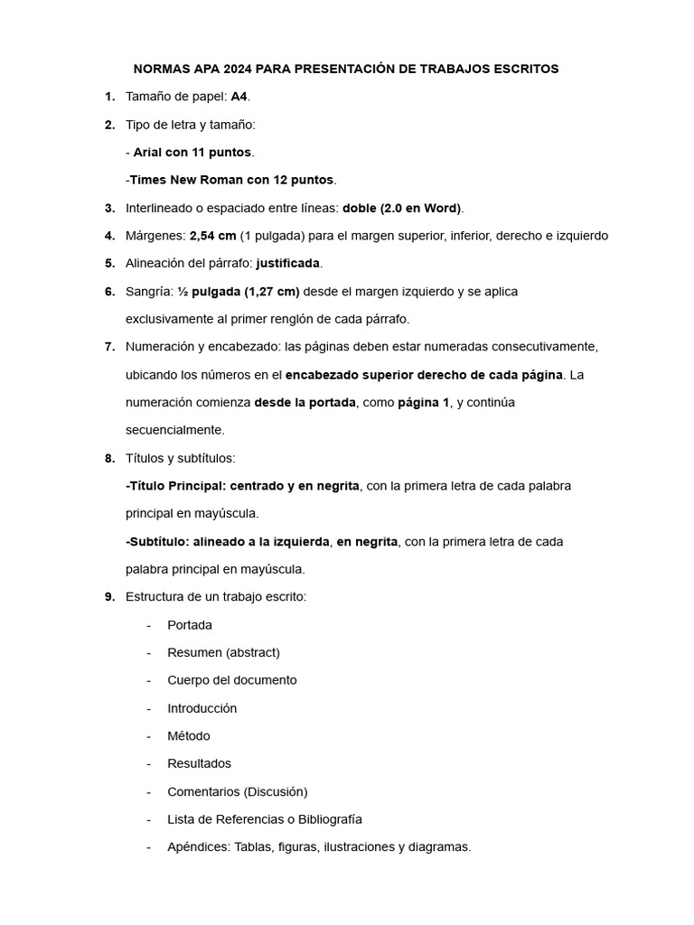 Normas Apa 2024 para Presentación de Trabajos Escritos | PDF