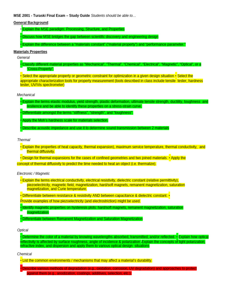 Final Exam - Study Guide | PDF