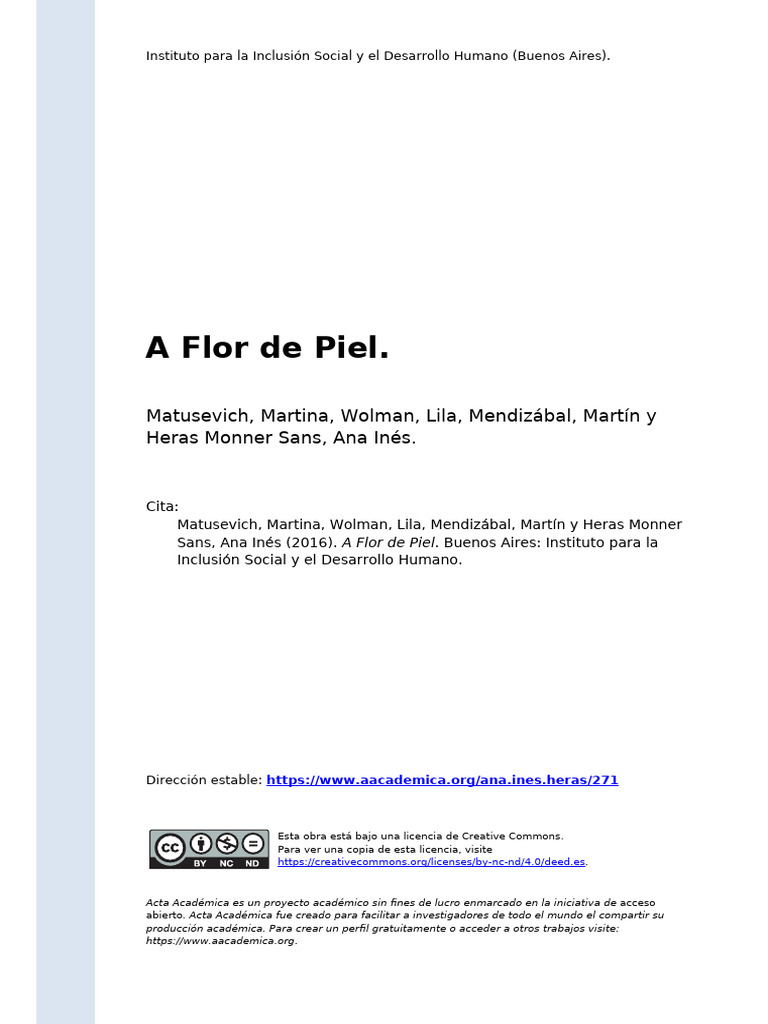 Matusevich, Martina, Wolman, Lila, Me (..) (2016) - A Flor de Piel | PDF