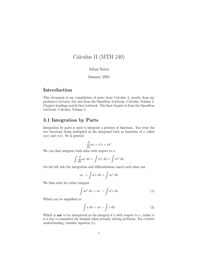 Calculus 2 Notes Pdf