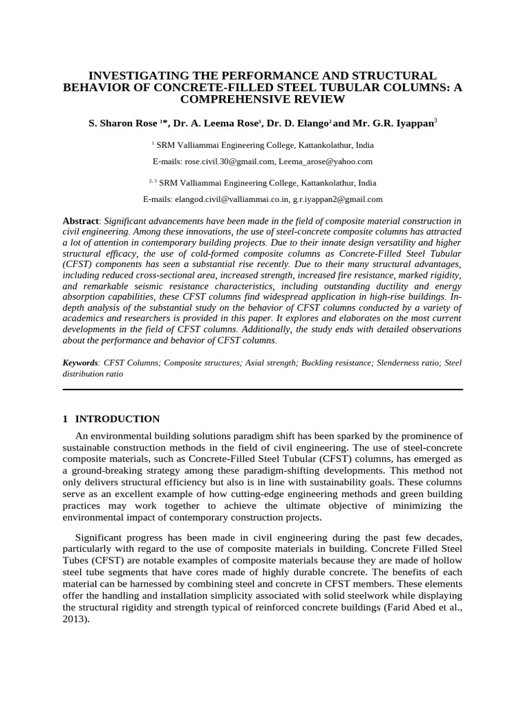 Review On CFST Columns (Sustainability) | PDF | Buckling | Strength Of Materials