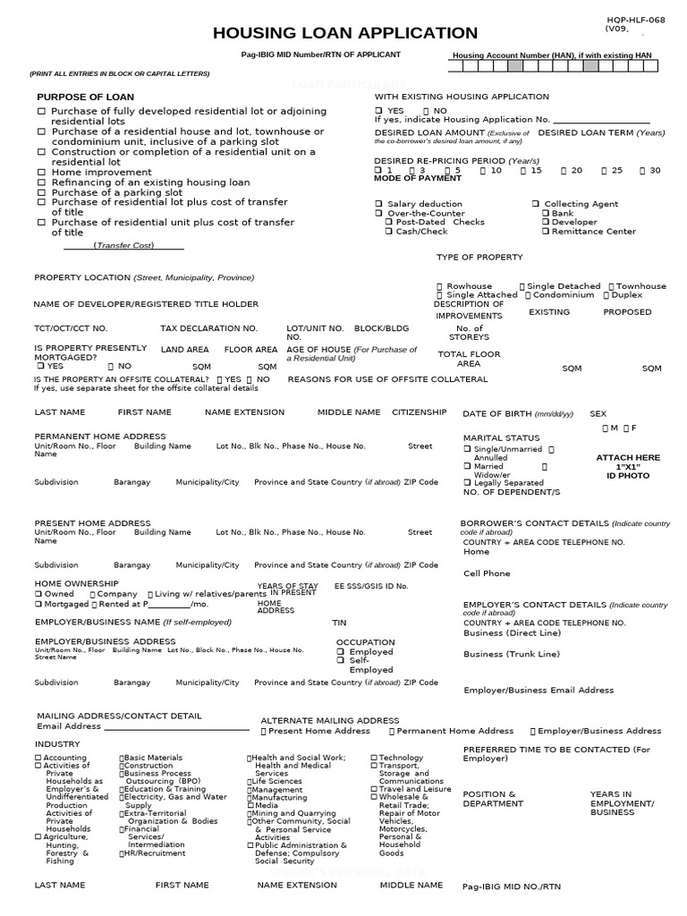 HLF068 HousingLoanApplication V09 | PDF