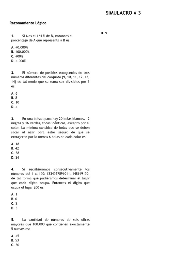 Simulacro 3 2018 | PDF