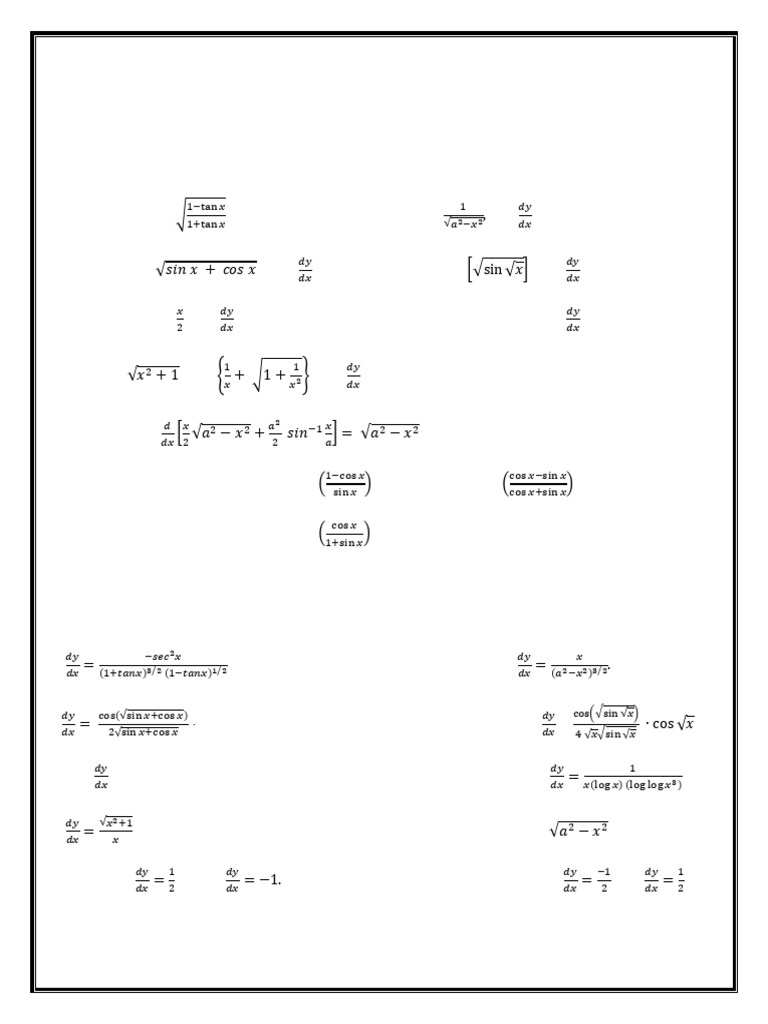 Xii Maths Differentiation Imp Questions | PDF