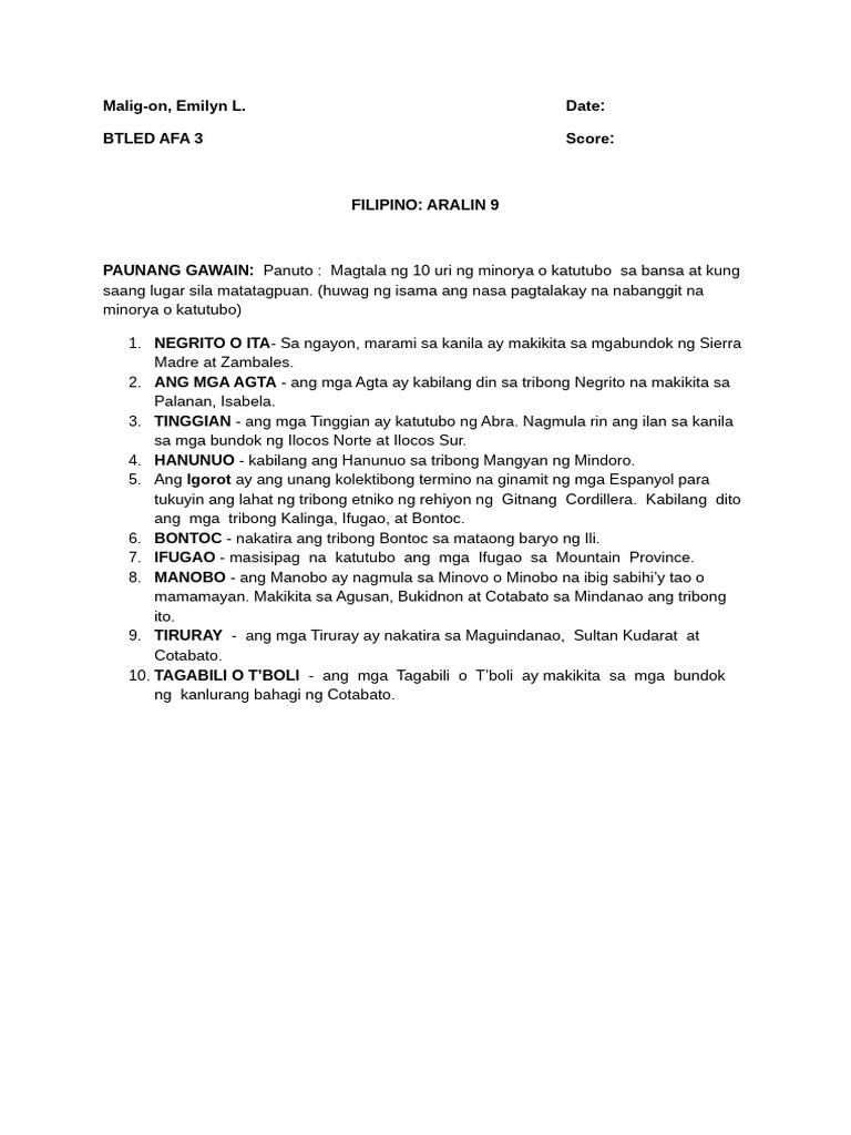 Aralin 9 - Filipino - Malig-On | PDF | Philippines | Travel