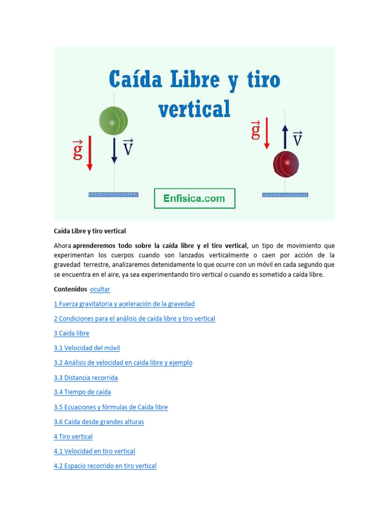 Caída Libre y Tiro Vertical | PDF