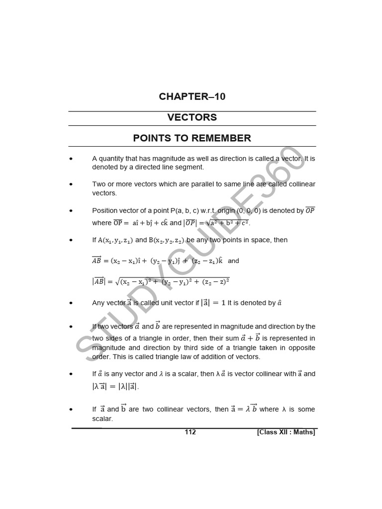 Class 12 Maths Notes CH10 | PDF