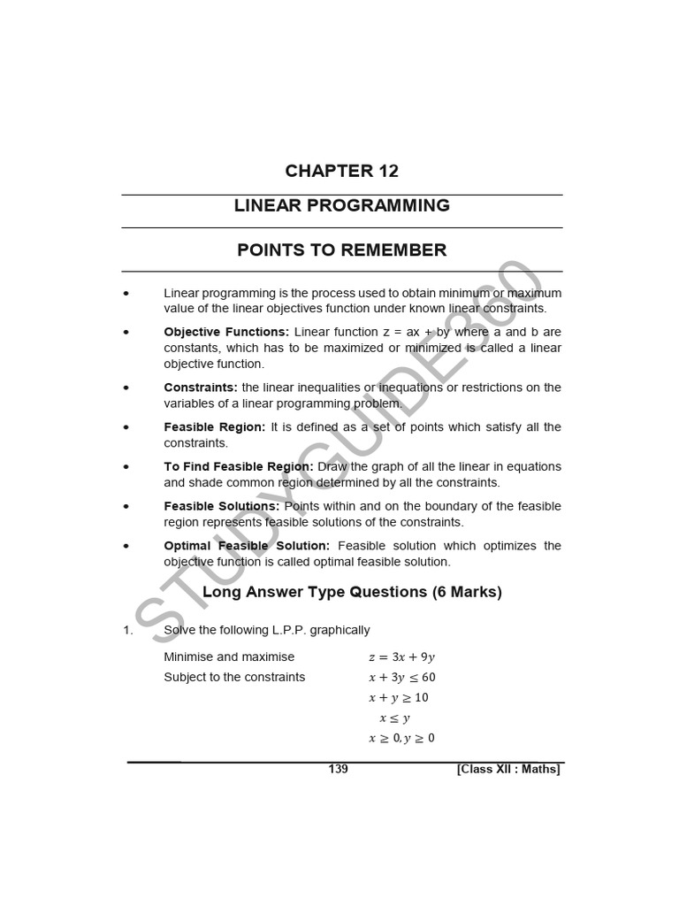 CLASS 12 MATHS NOTES CH12 | PDF