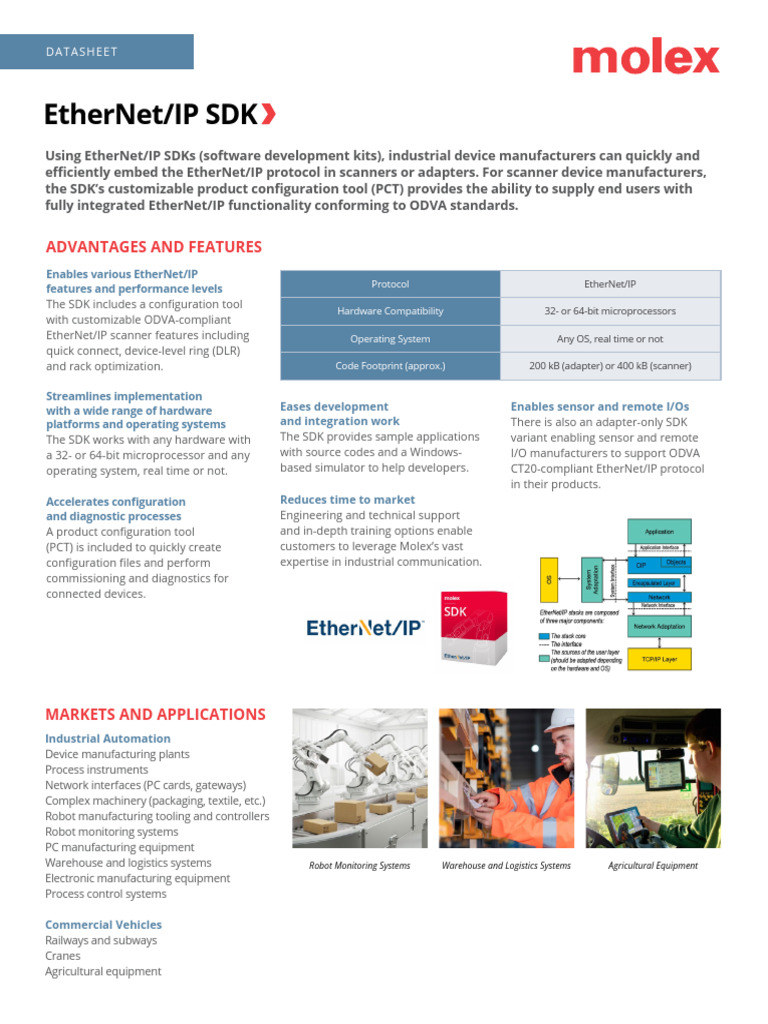 Ethernet/Ip SDK: Advantages and Features | PDF