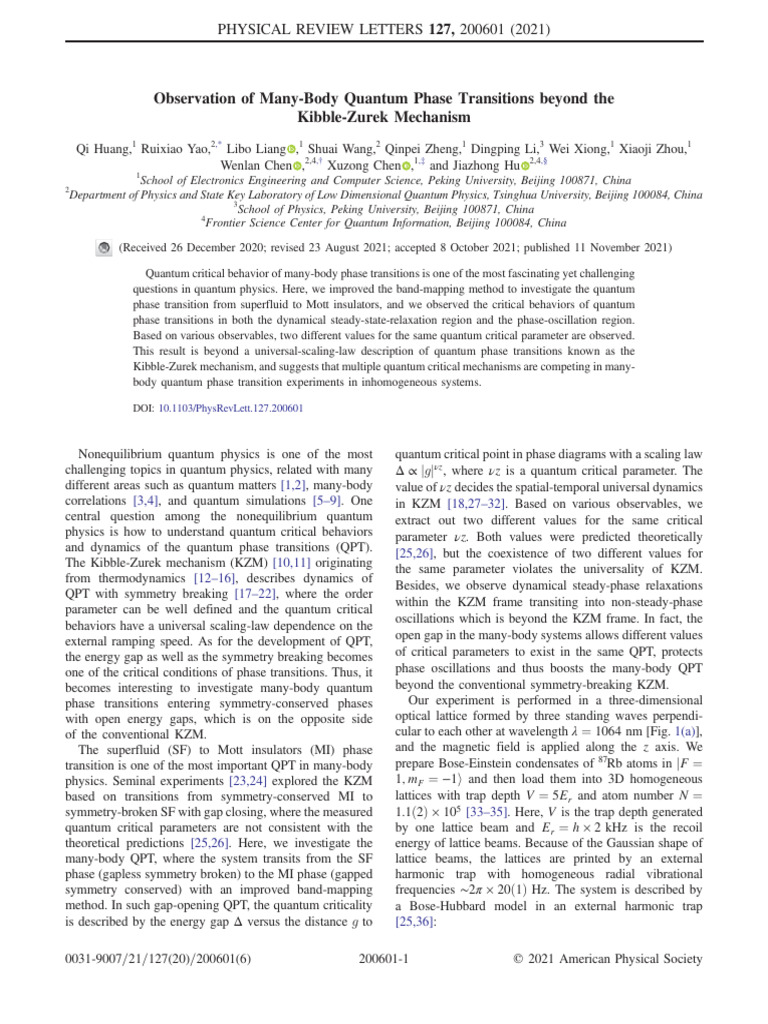 Many-Body Quantum Phase Transitions Explained | PDF | Materials Science ...