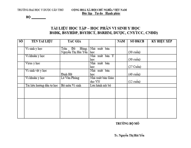 7642 - TL Hoc Tap Hoc Phan Vi Sinh y Hoc | PDF