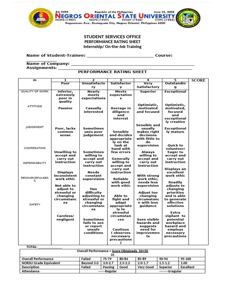 Performance Rating Sheet | PDF | Social Psychology | Psychology