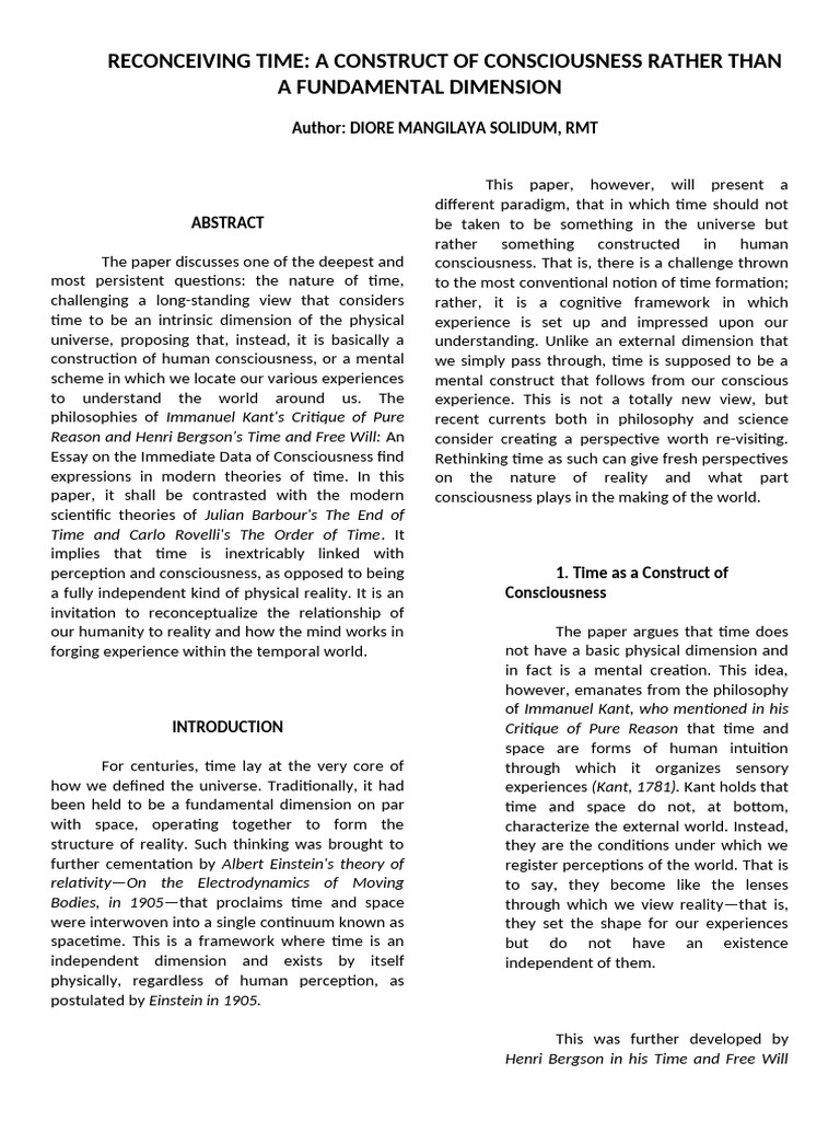 Time as a Consciousness Construct | PDF | Time | Reality
