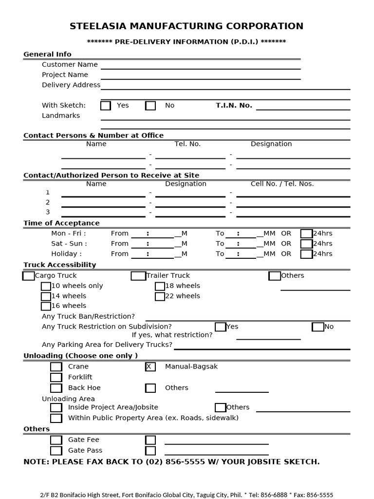 PDI FORM | PDF
