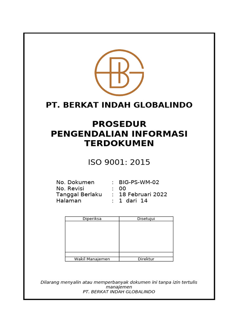 BIG-PS-WM-02-00 Pro Kendali Dokumen (BIG) | PDF