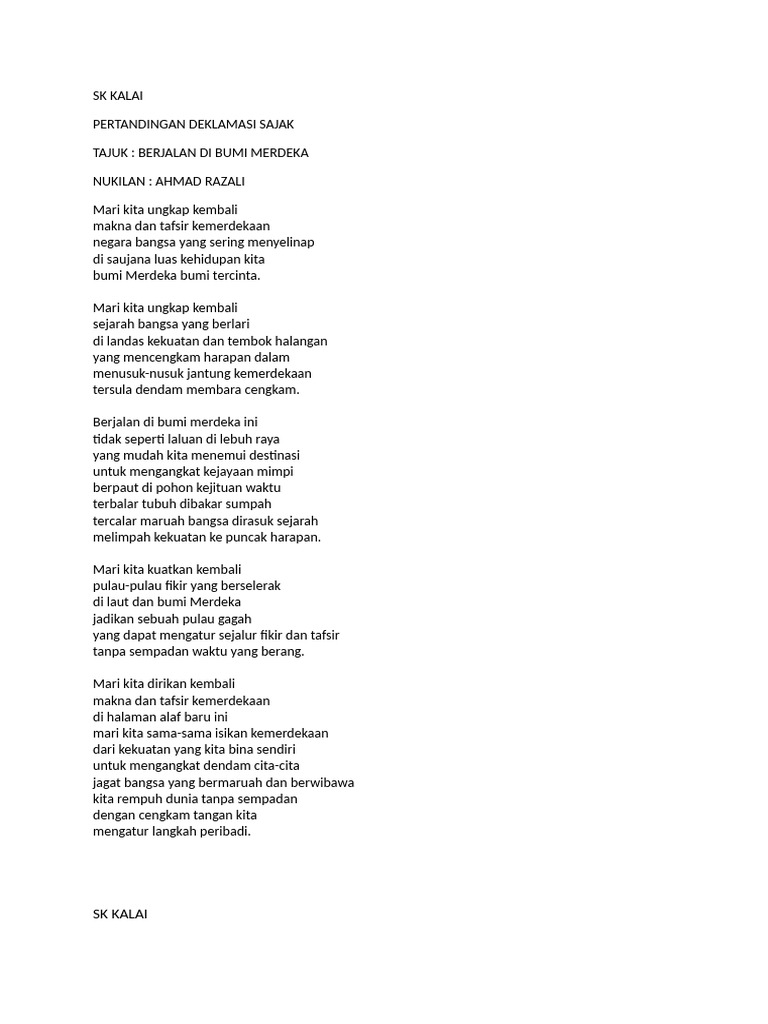 Sajak Kalai Syair 2 | PDF