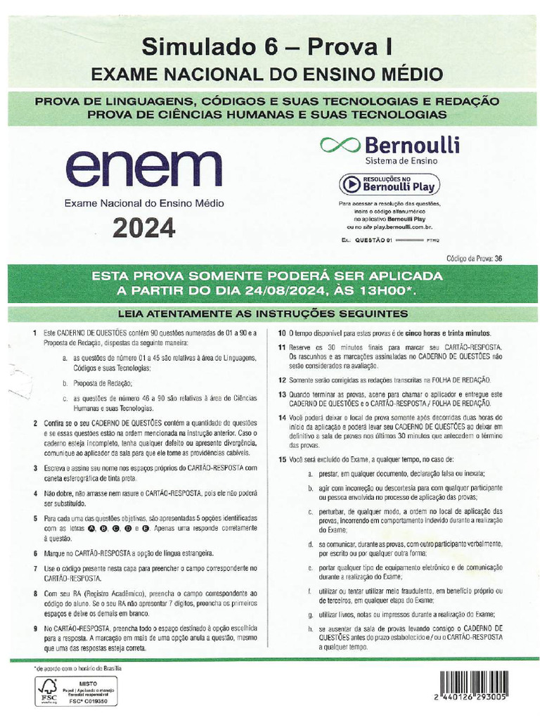 CICLO 10 - BERNOULI 6 - PROVA 1-Compactado | PDF