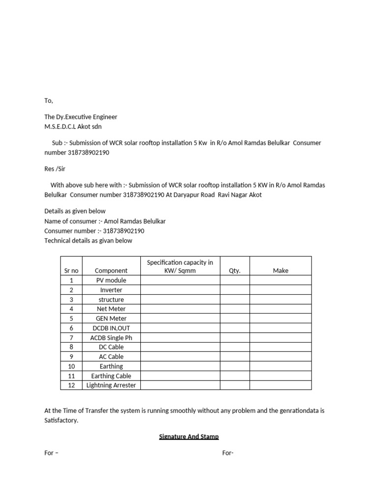 Solar WCR Format | PDF