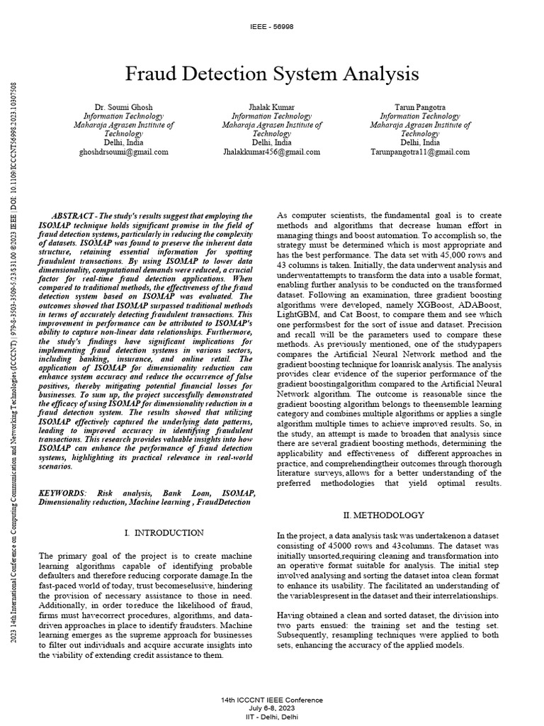 Fraud Detection System Analysis Pdf