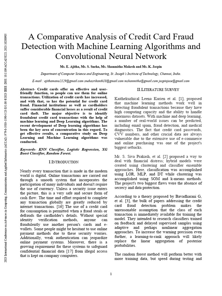 A Comparative Analysis Of Credit Card Fraud Detection With Machine Learning Algorithms And