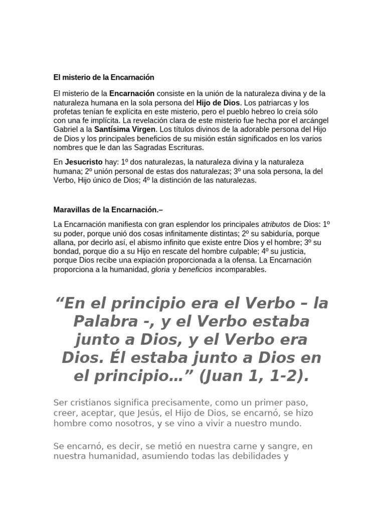 El Misterio de La Encarnación | PDF | Adviento | Filosofía