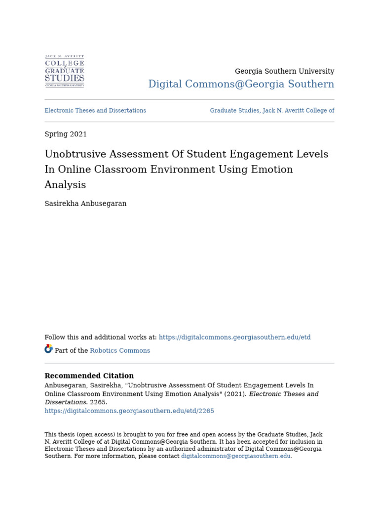 2021 - Unobtrusive Assessment of Student Engagement Levels in Online ...