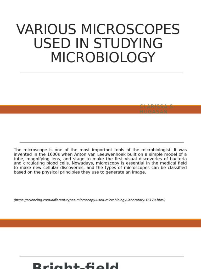 MICROSCOPES AS TOOLS IN MICROBIOLOGY_HUGASAN | PDF