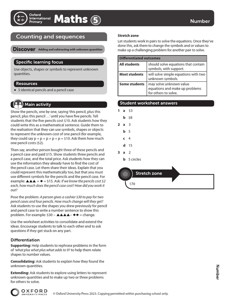 G5 Teaching Notes And Worksheet Ans Pdf