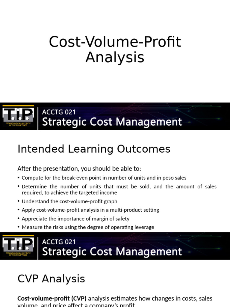 Cost-Volume-Profit Analysis | PDF