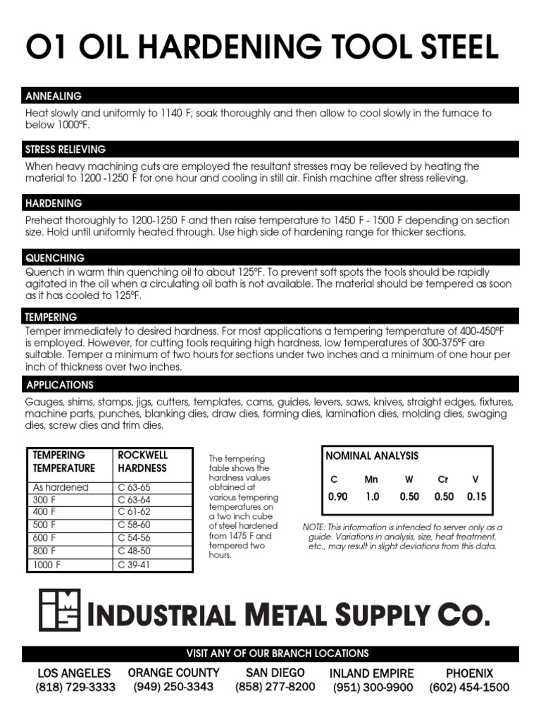O1 Tool Steel | PDF