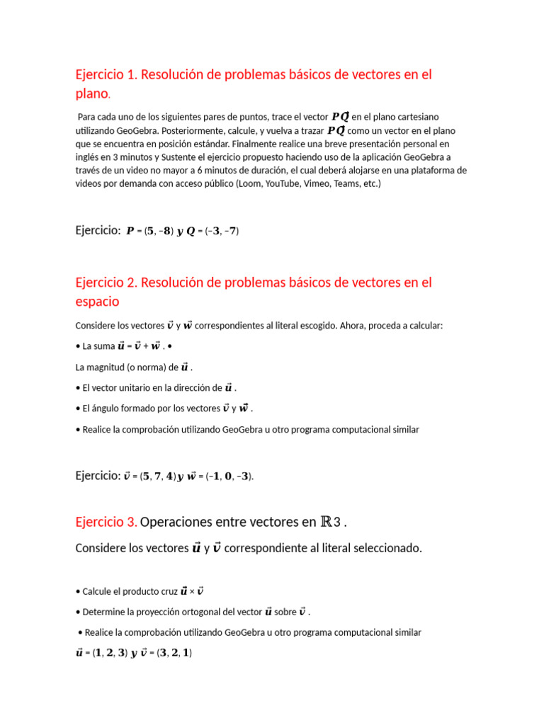 Ejercicio 1 de Algebra Lineal | PDF