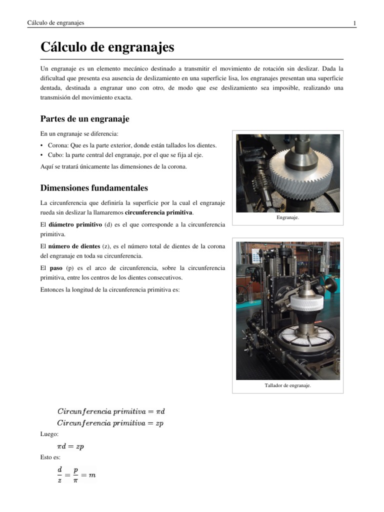 Cálculo y Dimensiones de Engranajes | PDF | Engranaje | Circulo