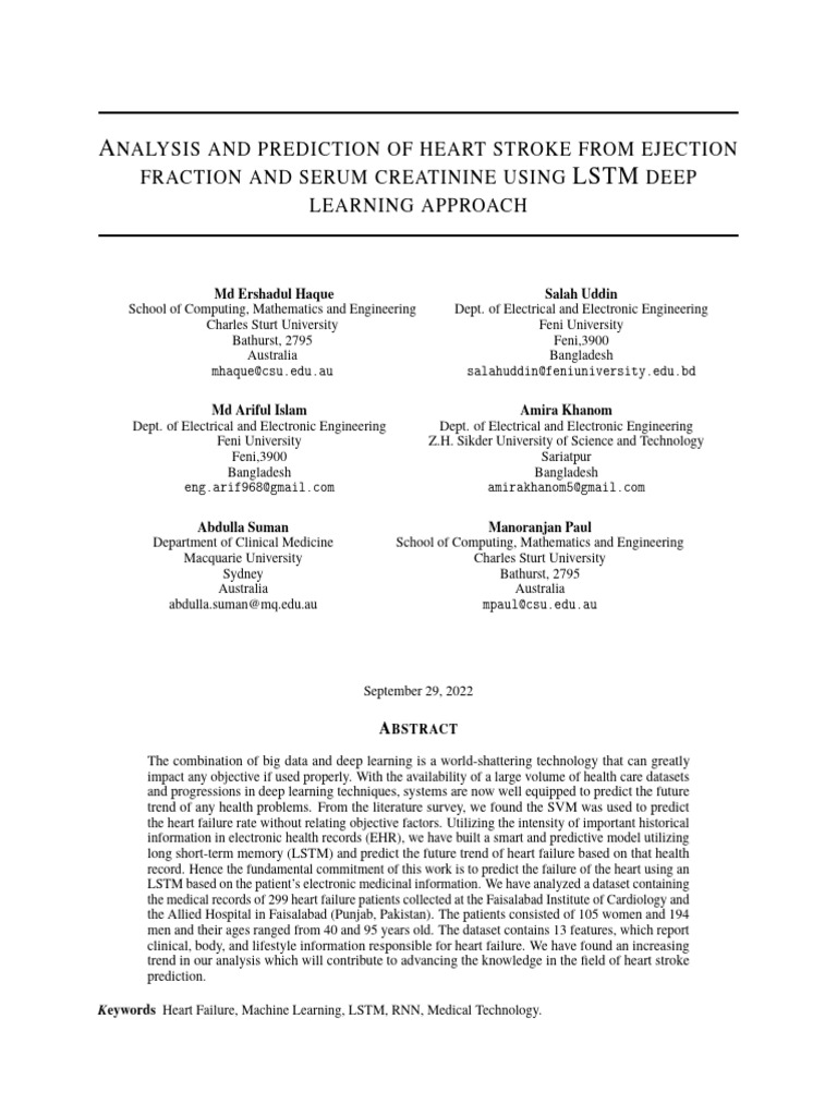 Predicting Heart Stroke Using LSTM | PDF | Heart Valve | Heart