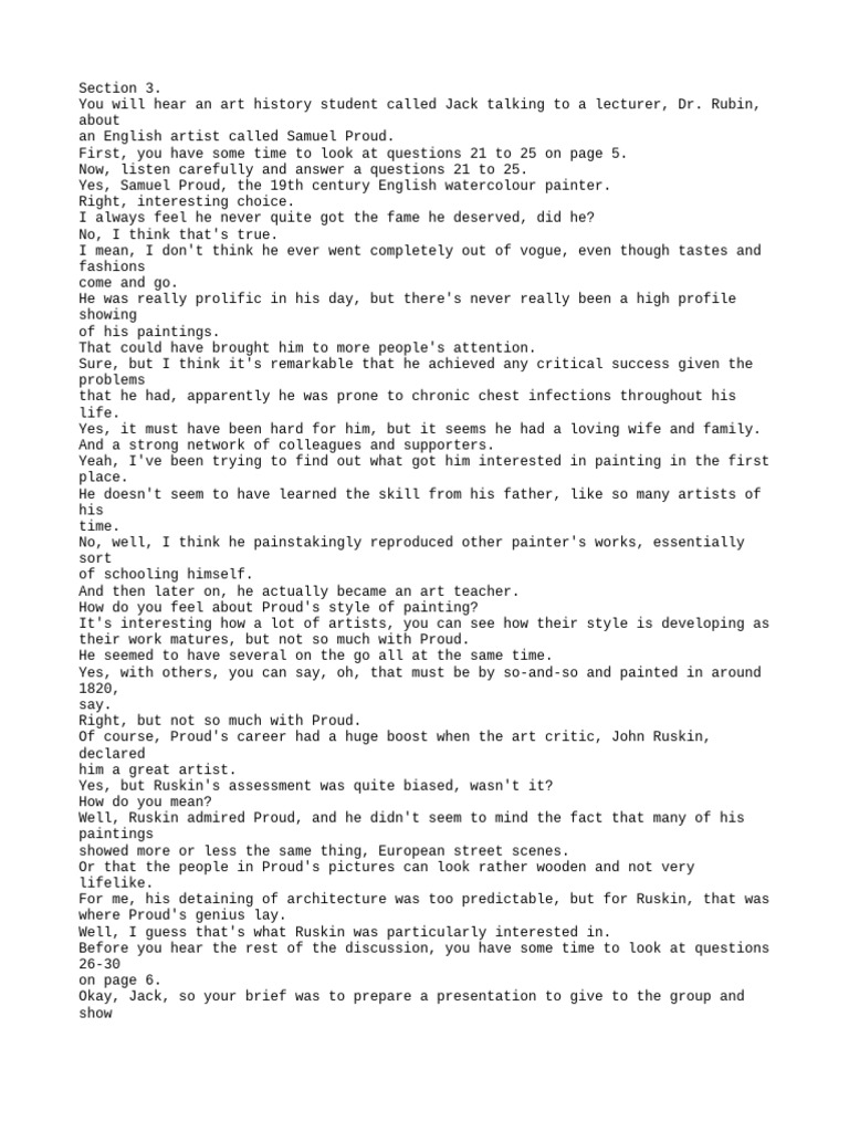 IELTS Part 3 Listening Transcript | PDF