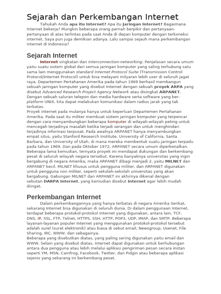 Sejarah Dan Perkembangan Internet 1 Pdf