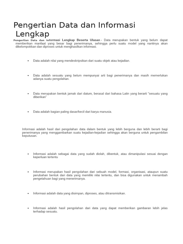Pengertian Data dan Informasi (data) 2 | PDF
