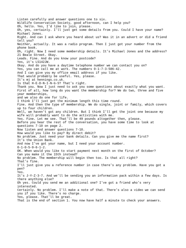 IELTS listening transcript | PDF