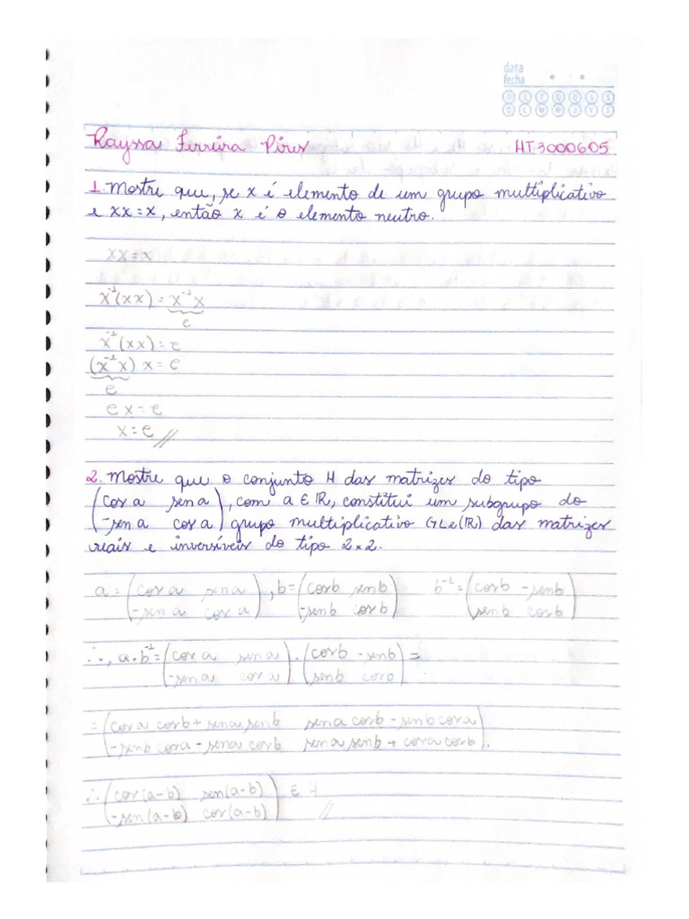Lista 2 - Álgebra | PDF