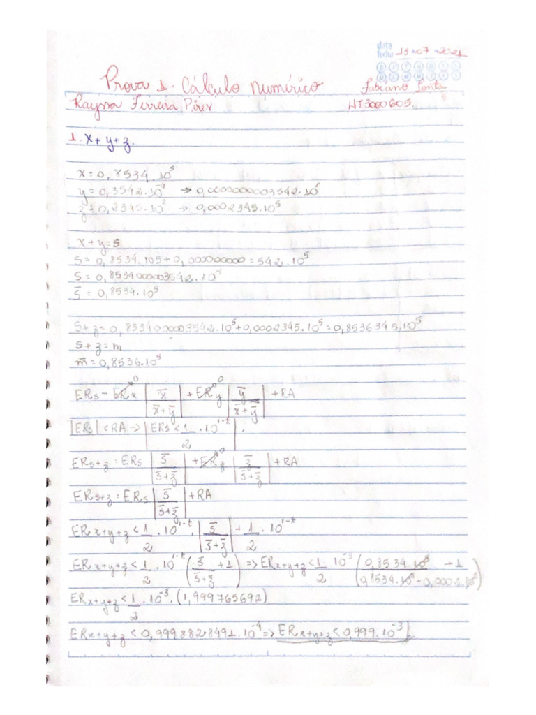 Prova 1 Rayssa Calc Num | PDF