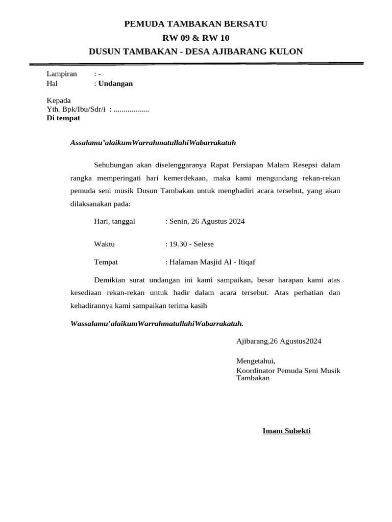 Undangan Pemuda | PDF