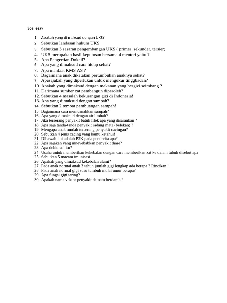Soal Esay Dokcil | PDF