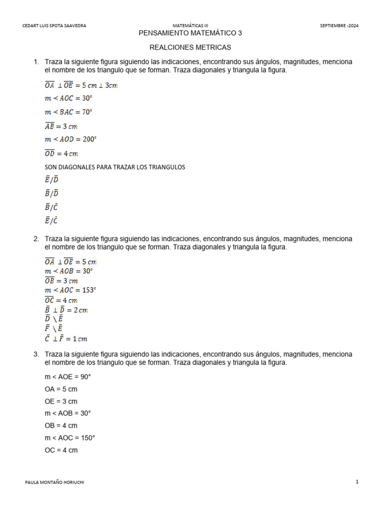 Ejercicios de Relaciones Metricas | PDF