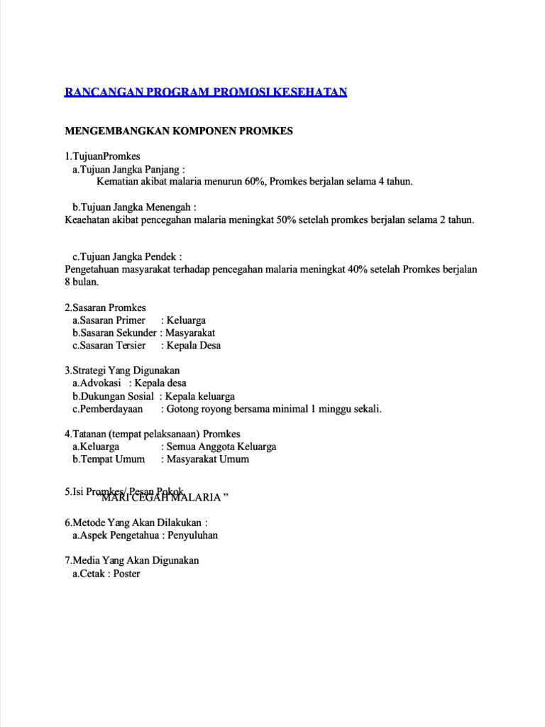 PDF Contoh Rancangan Program Promkes Compress | PDF