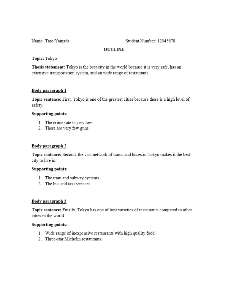 EXAMPLE - Outline For Research Paper | PDF