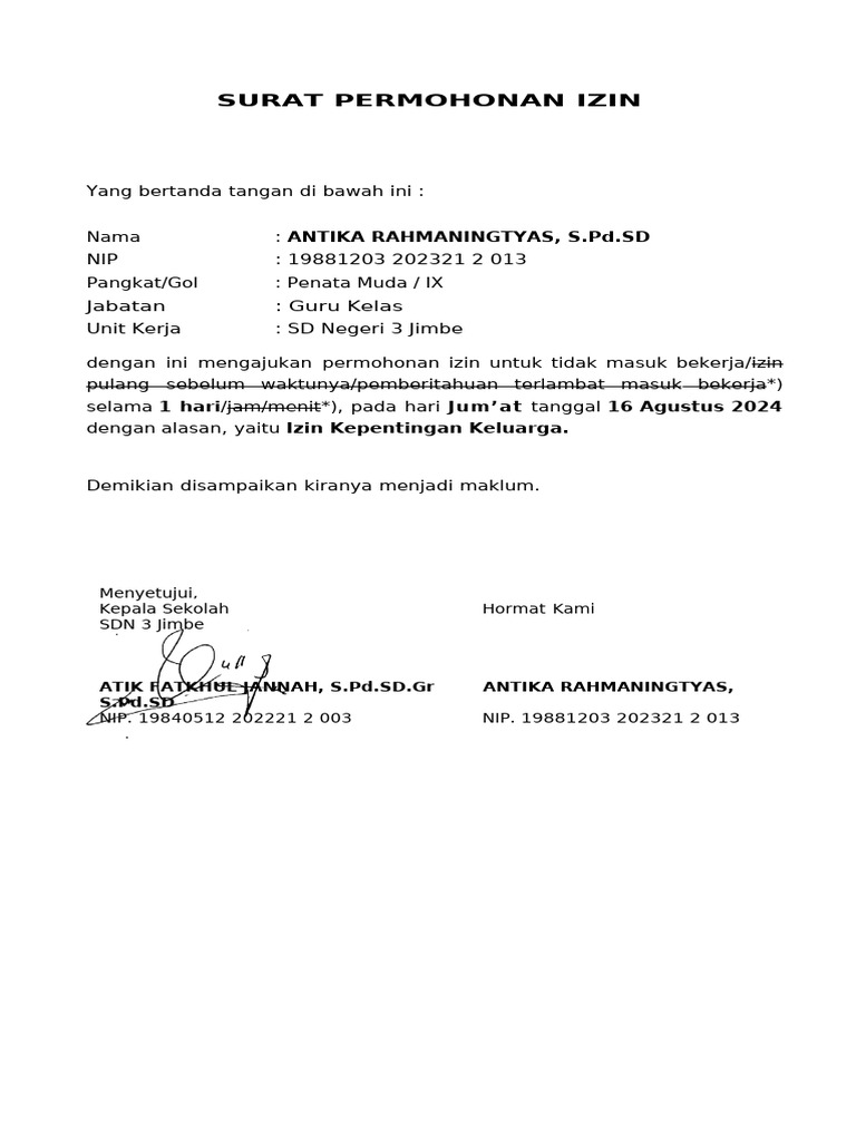 Surat Permohonan Izin | PDF